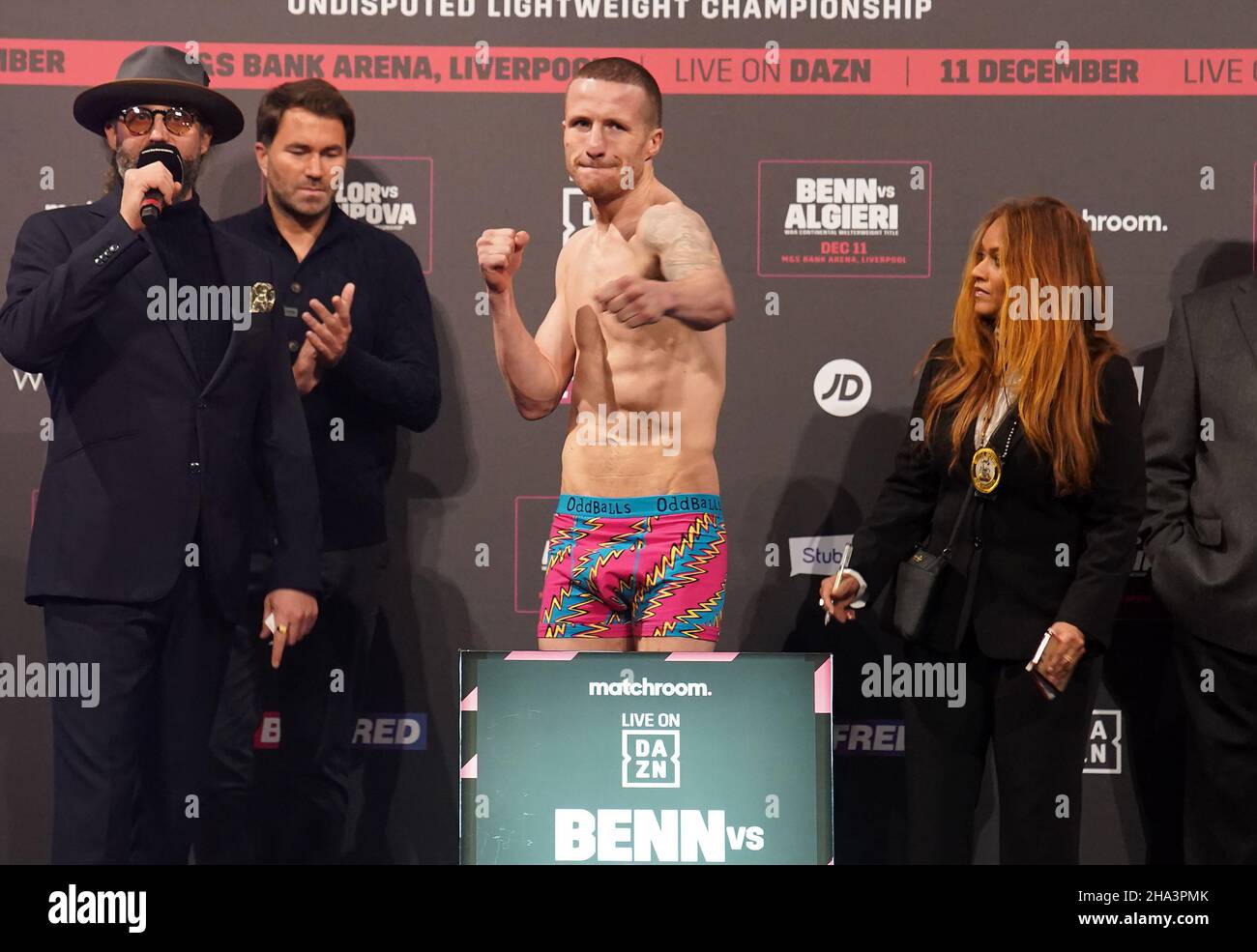 Robbie Davies Jr during a weigh in at The Black-E, Liverpool. Picture ...