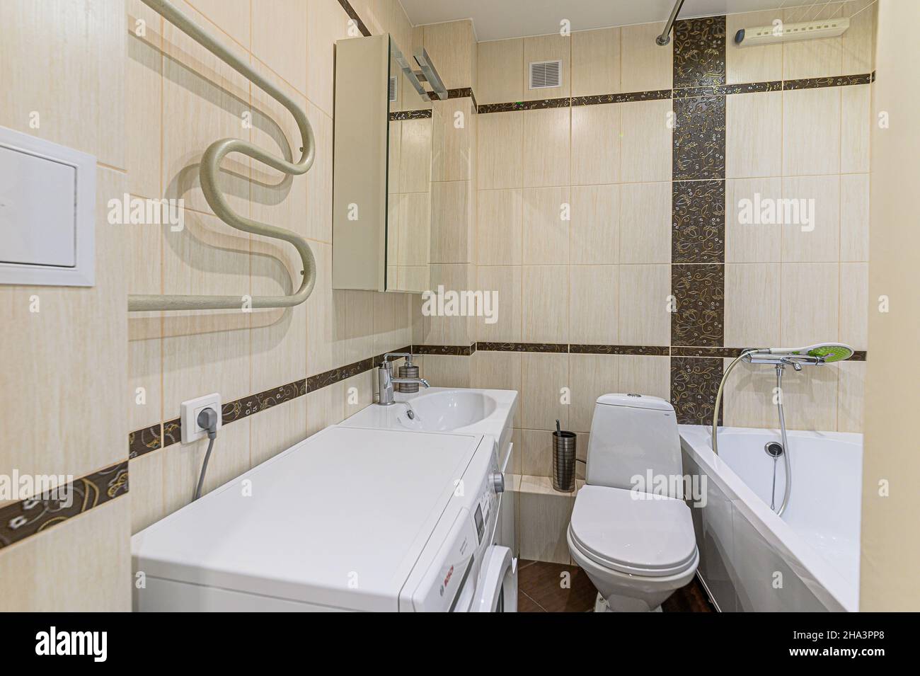 Russia, Moscow- May 08, 2020: interior room modern bathroom, sink ...