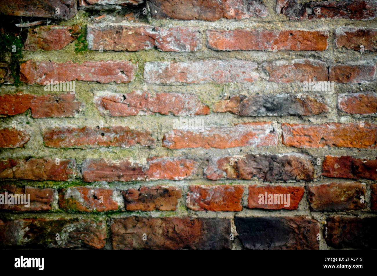 Aged red brick wall showing texture and character Stock Photo - Alamy