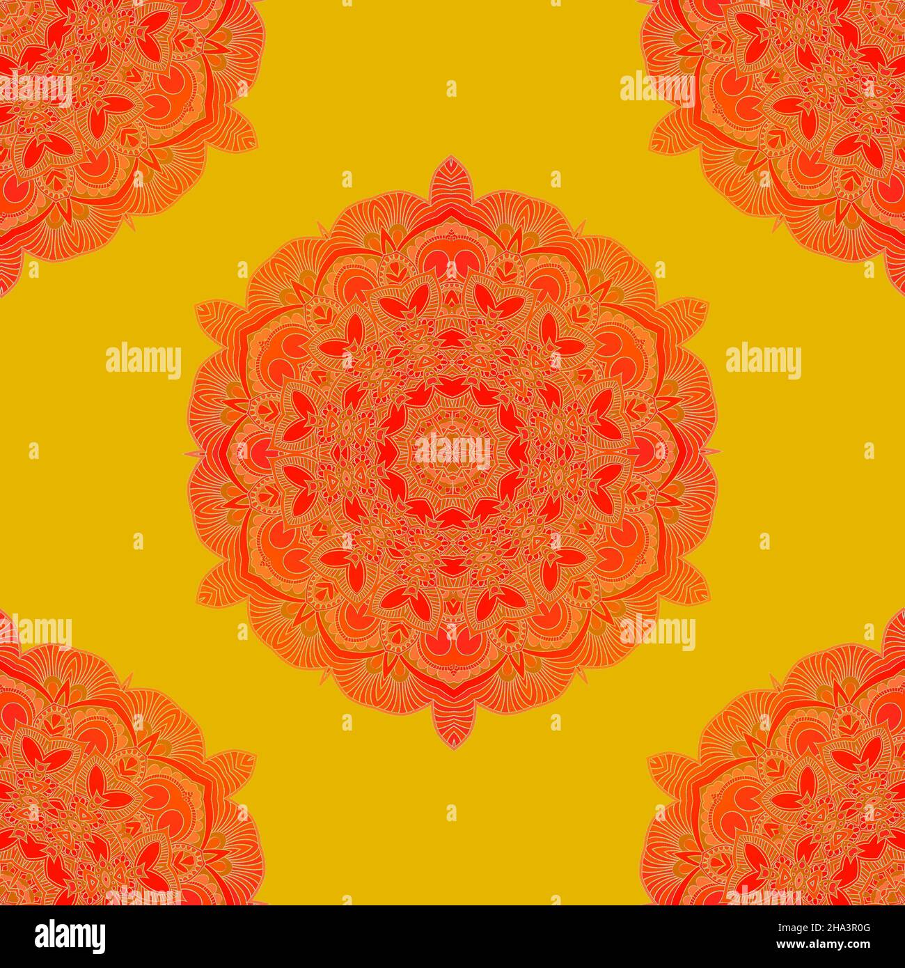 Colorful mandala ornament. Seamless pattern. Islam, Arab, Indian ...