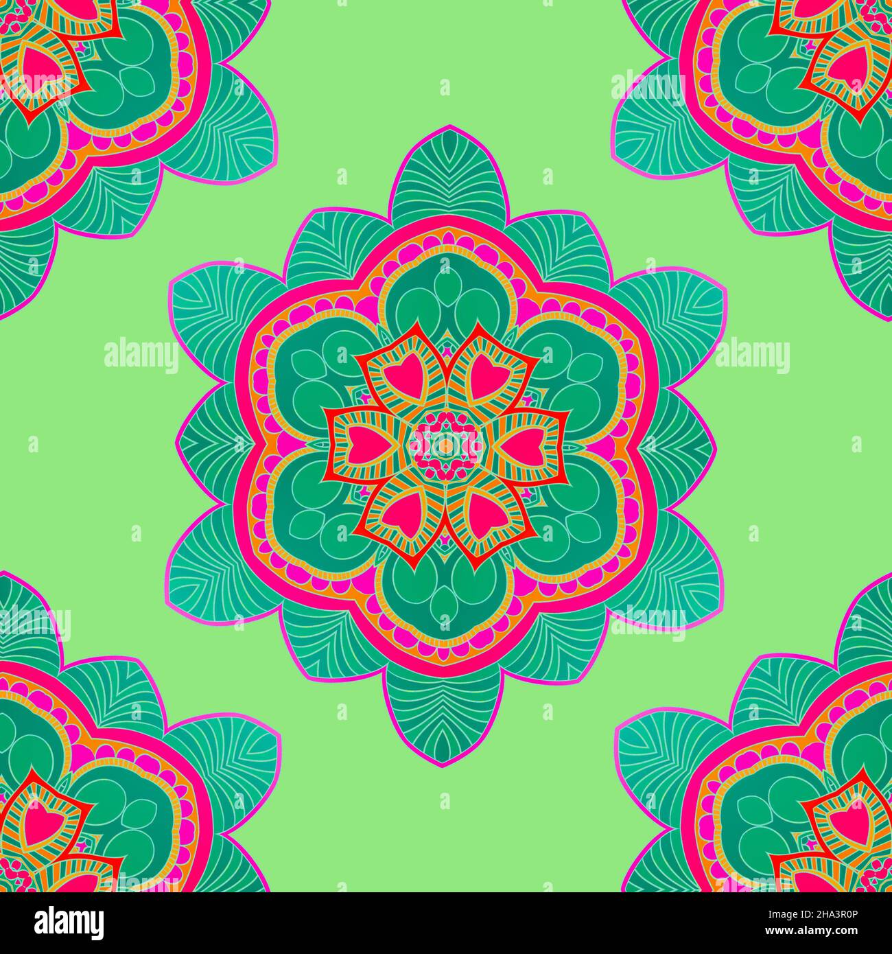 Colorful mandala ornament. Seamless pattern. Islam, Arab, Indian ...
