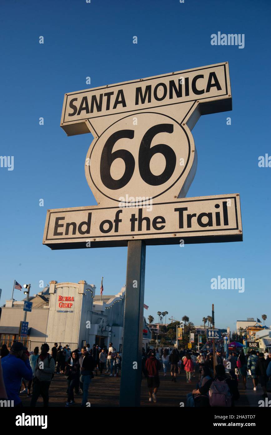 Santa Monica, California, The Route 66 "End of the Trail" sign on Santa ...