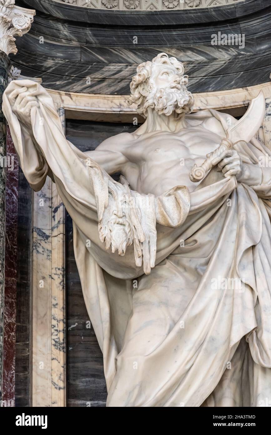 Close-up on marble sculpture of ancient greek god holding a dagger ...