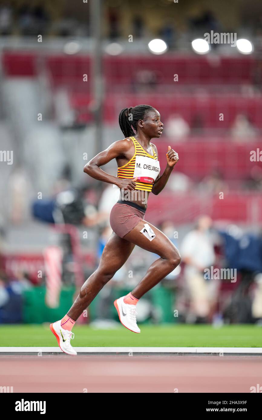 Mercyline Chelangat in the 10,000 meters of the 2020 Tokyo Olympic ...