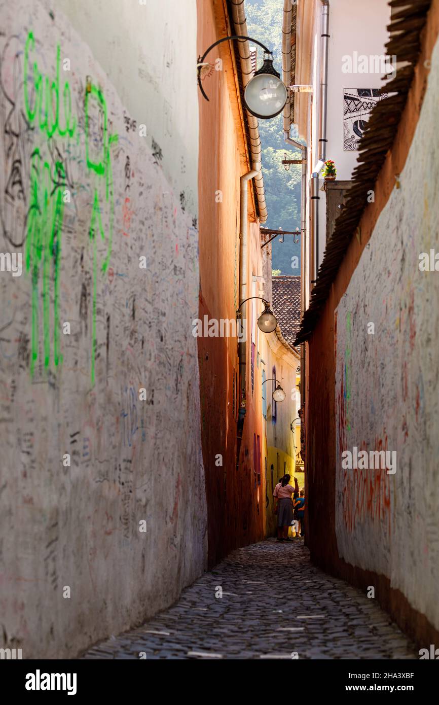 The small street of Brasov in Romania Stock Photo - Alamy