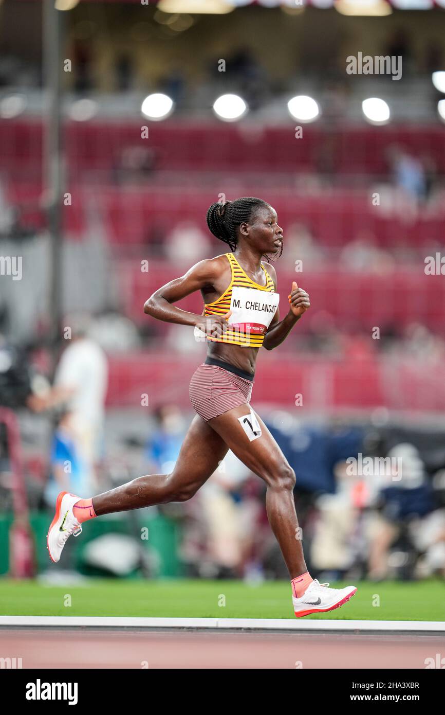 Mercyline Chelangat in the 10,000 meters of the 2020 Tokyo Olympic ...