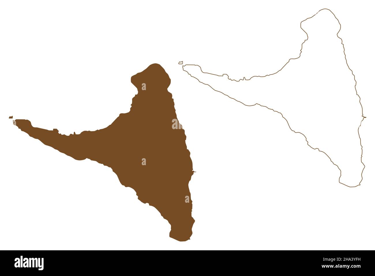 Anjouan island (Union of the Comoros) map vector illustration, scribble ...