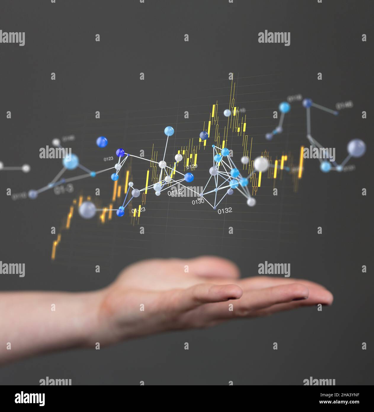3d Rendering Of Connecting Digital Lines Floating On A Woman S Hand
