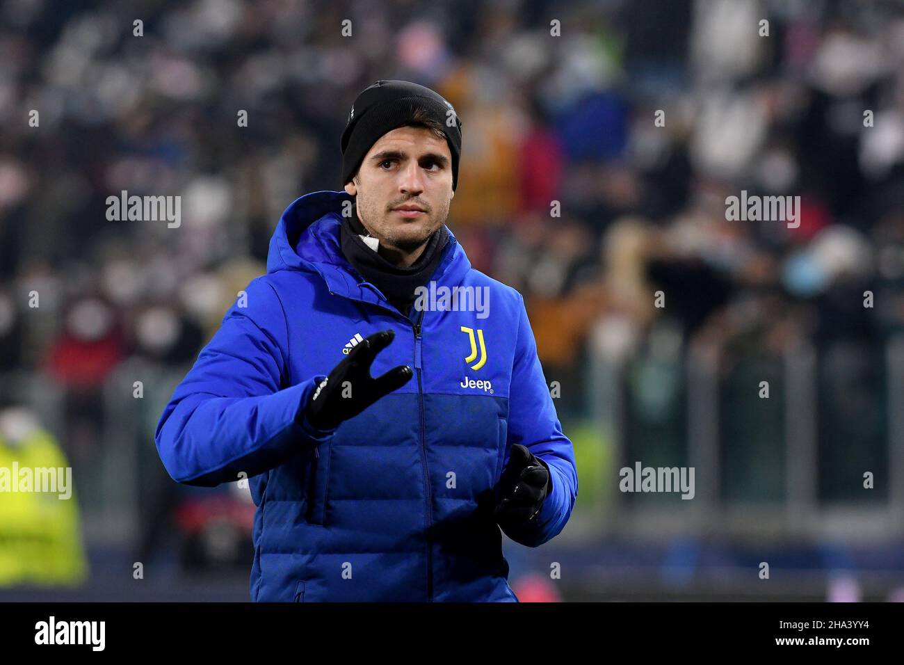 Alvaro Morata of Juventus FC warms up during the UEFA Champions League ...