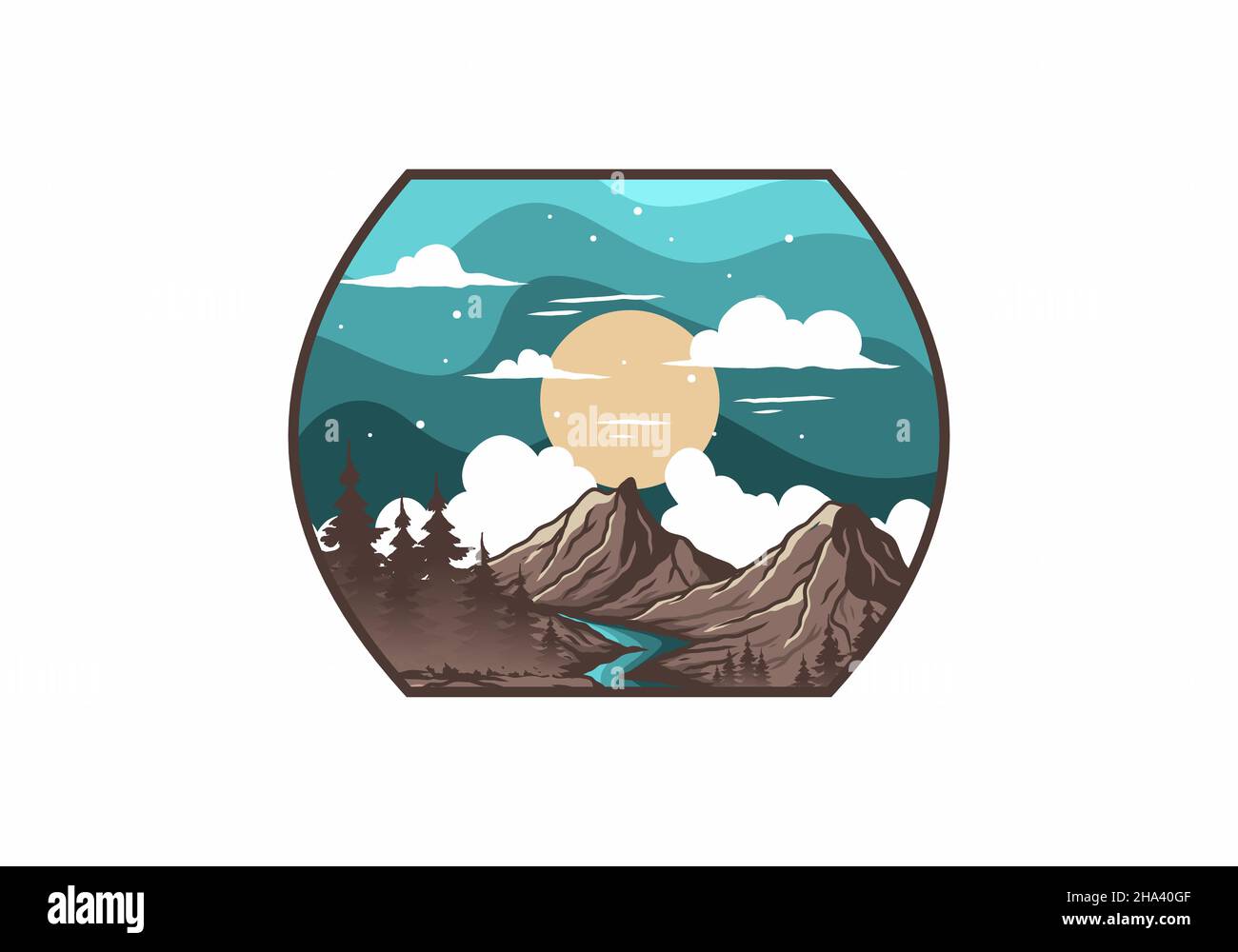 Colorful illustration of mountain graphic design Stock Vector Image ...