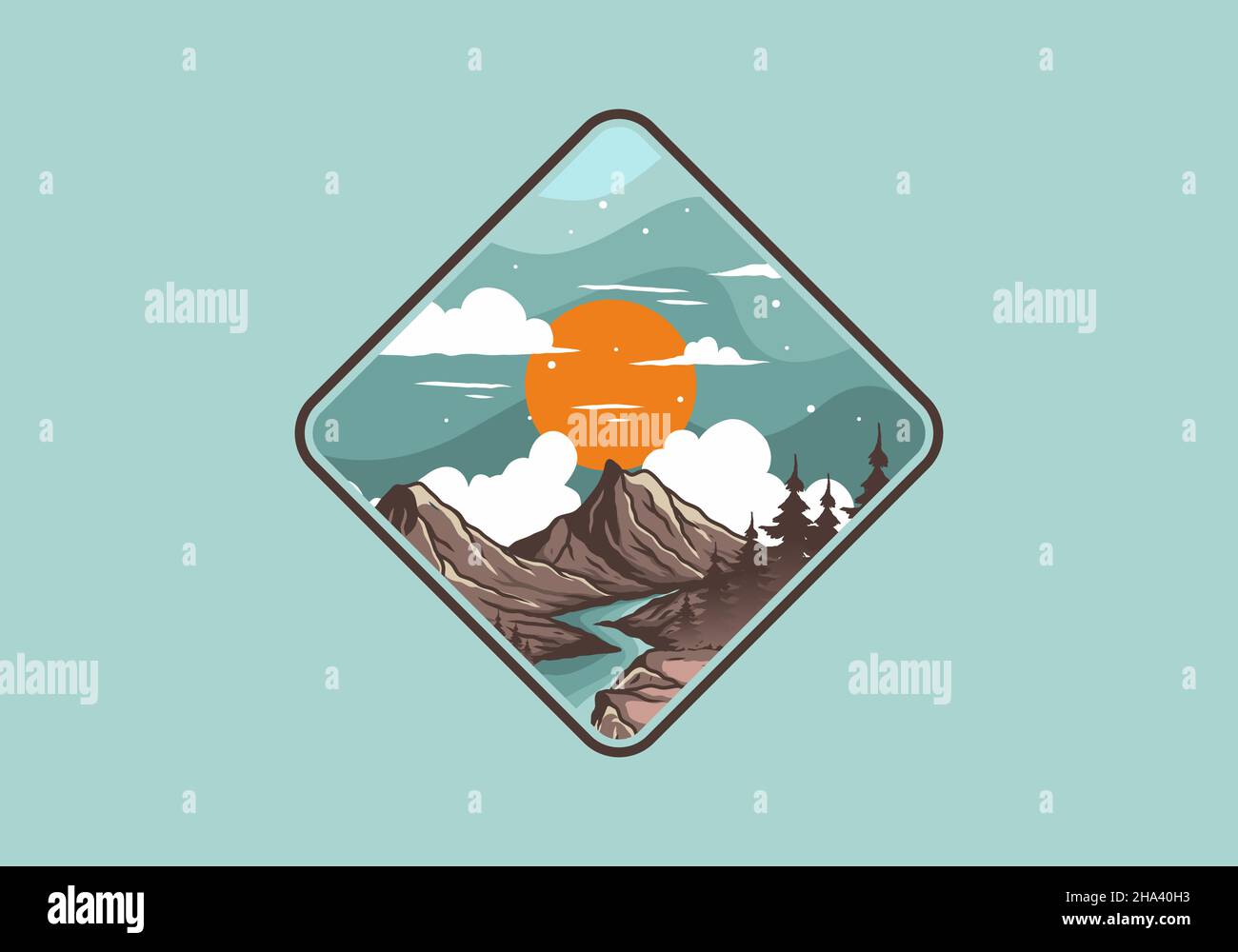Colorful illustration of mountain graphic design Stock Vector Image ...