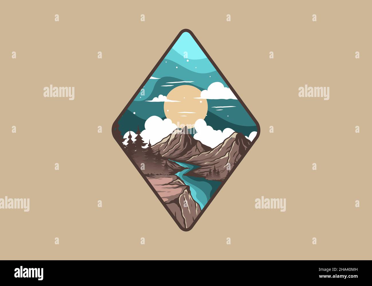 Colorful illustration of mountain graphic design Stock Vector Image ...