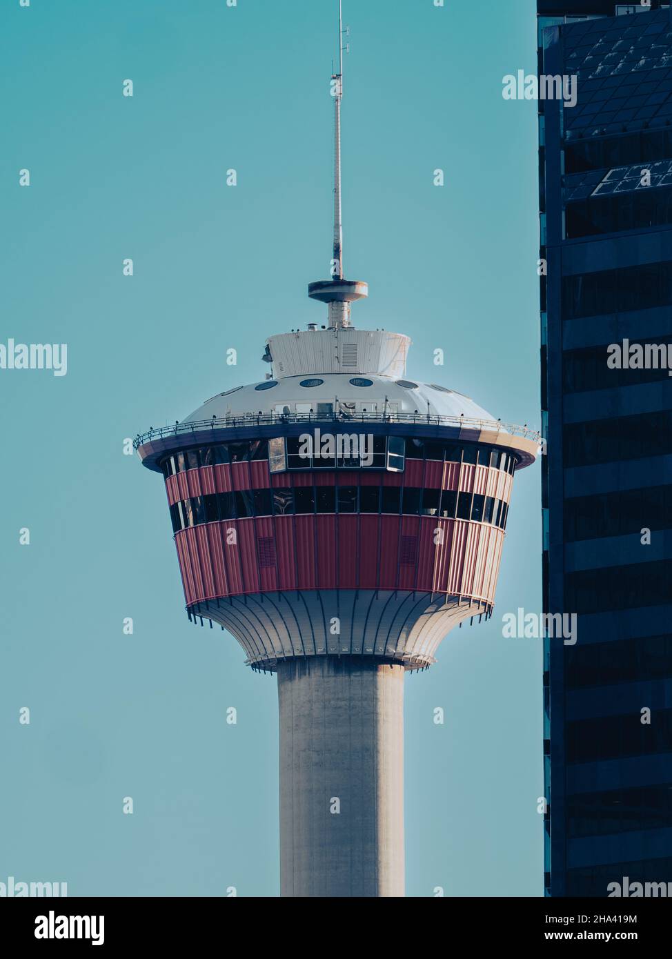 CALGARY, CANADA - Oct 31, 2021: The Calgary Tower, a free-standing ...