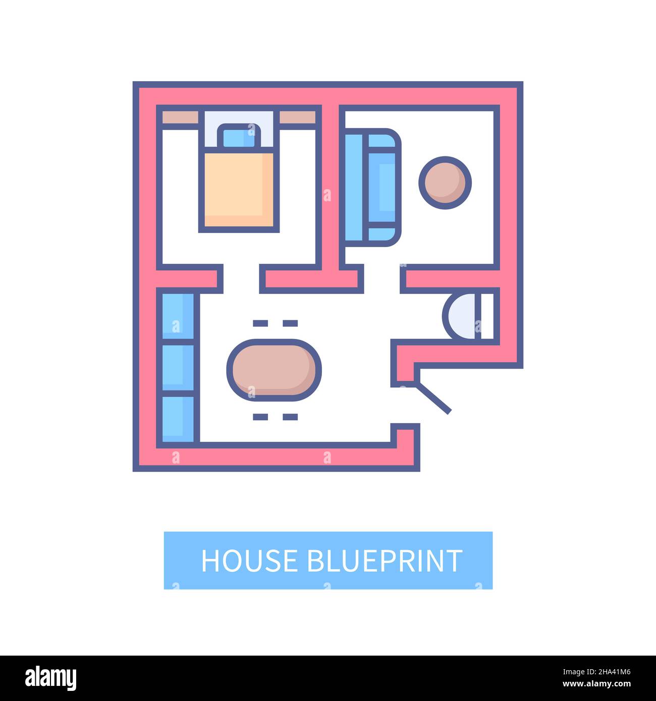 House blueprint - modern line design style icon on white background ...