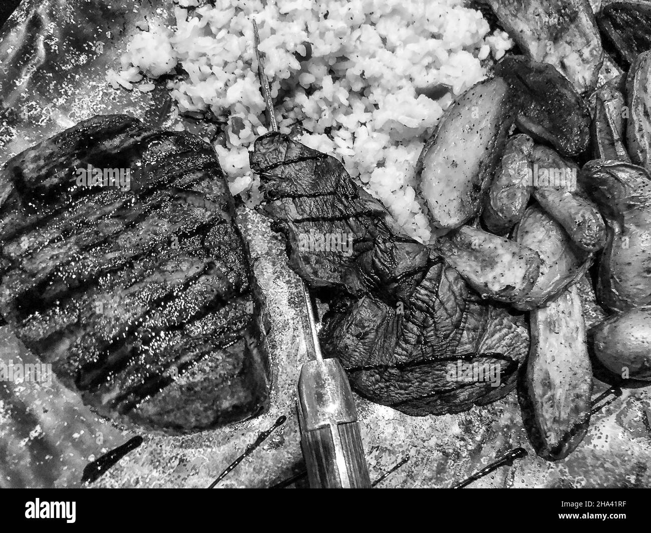 Meat dish Black and White Stock Photos & Images - Alamy