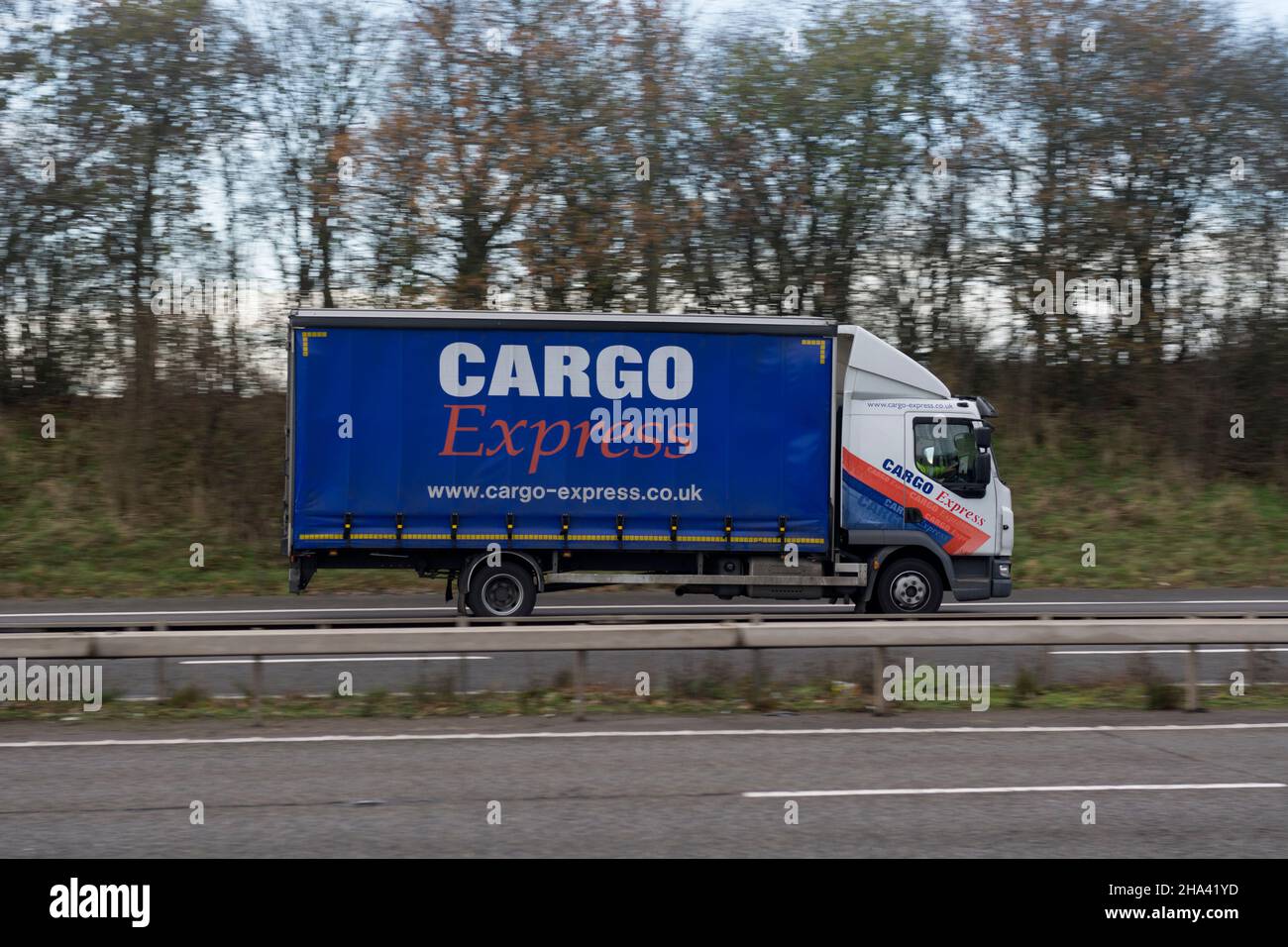 Cargo Express lorry on the M40 motorway, Warwickshire, UK Stock Photo ...