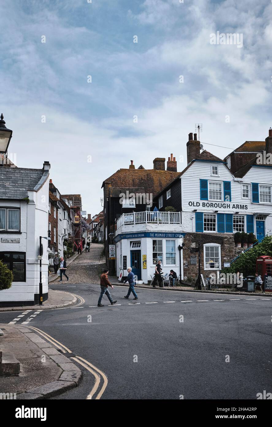 A streetscape of shops, residences and the Mermaid Street Cafe on ...