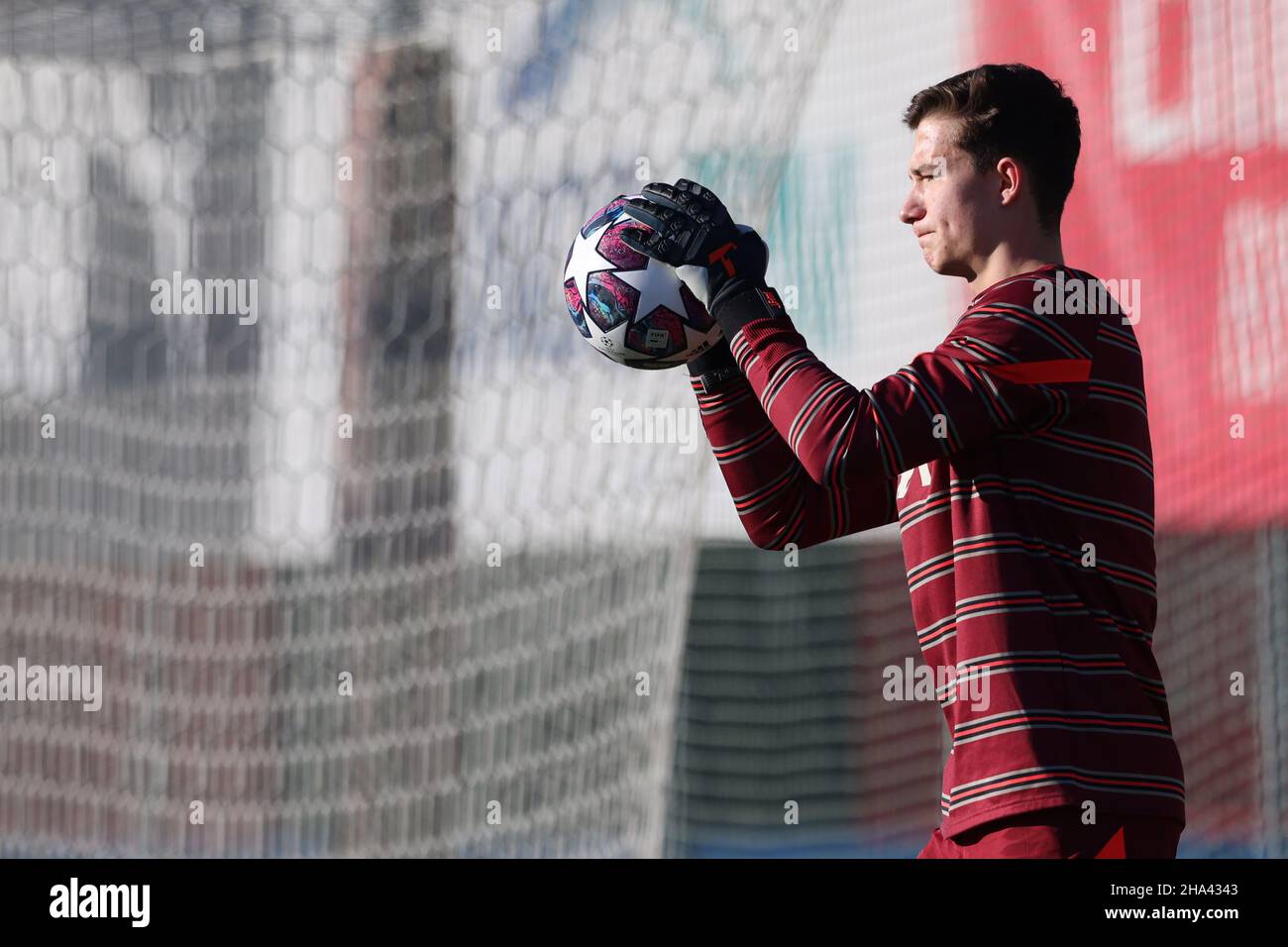 Milan, Italy. 7th Dec, 2021. Fabian Mrozek of Liverpool during the warm ...