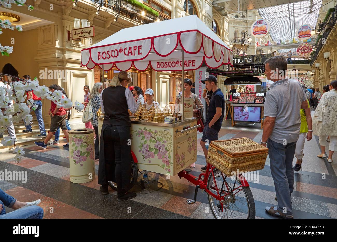 Interior view of GUM department store in Moscow on Red Square, Krasnaya ...