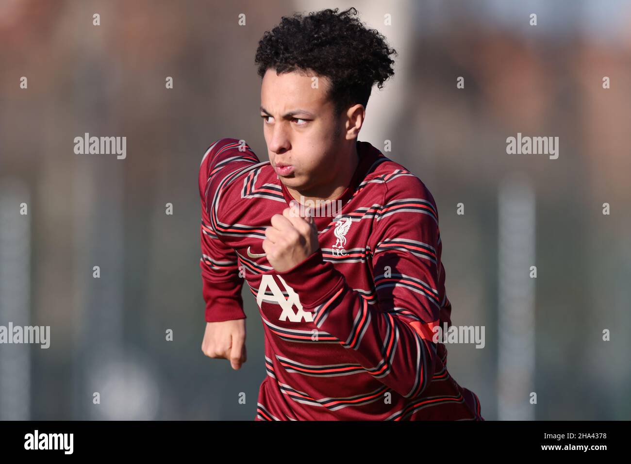 Milan, Italy. 7th Dec, 2021. Kaide Gordon of Liverpool during the warm ...