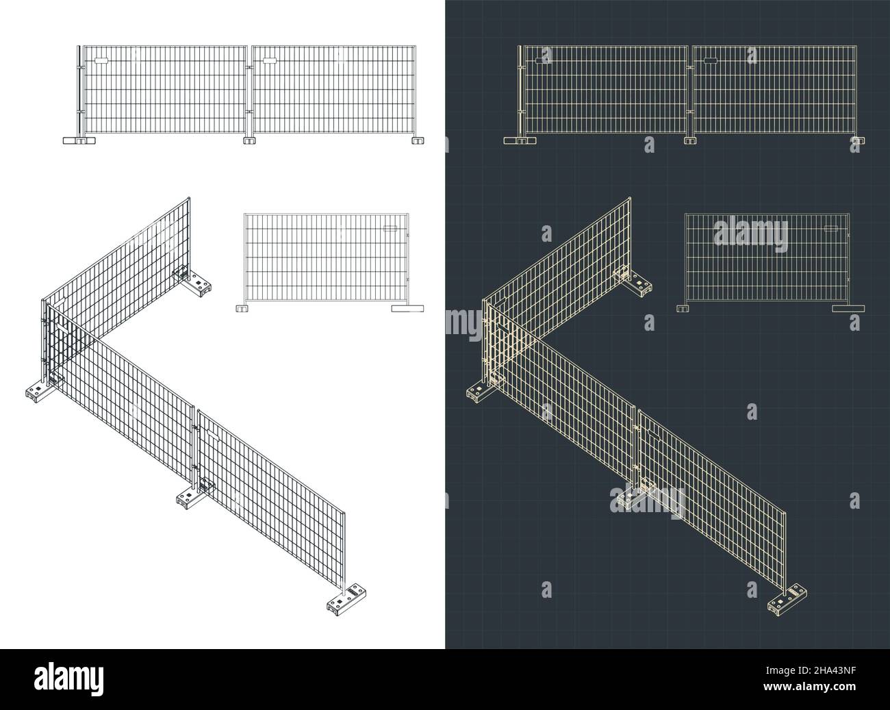 Stylized vector illustration of blueprints of modular construction ...