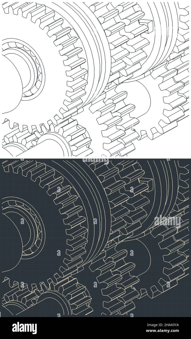 Stylized vector illustration of gearbox mechanism close up Stock Vector ...