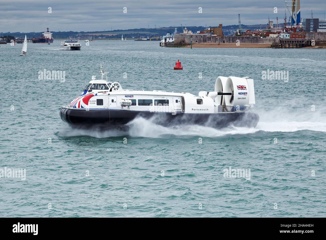 Southsea, Portsmouth, Passenger hovercraft underway on The Solent bound ...