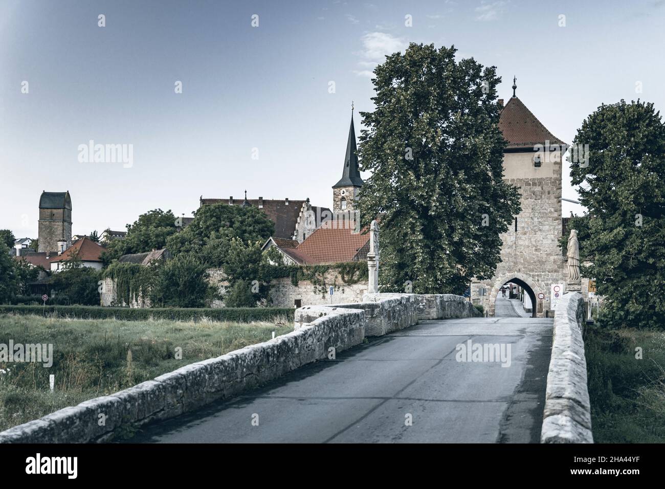 Bridge over the Rodach with a view of the Rothenberger city gate and ...