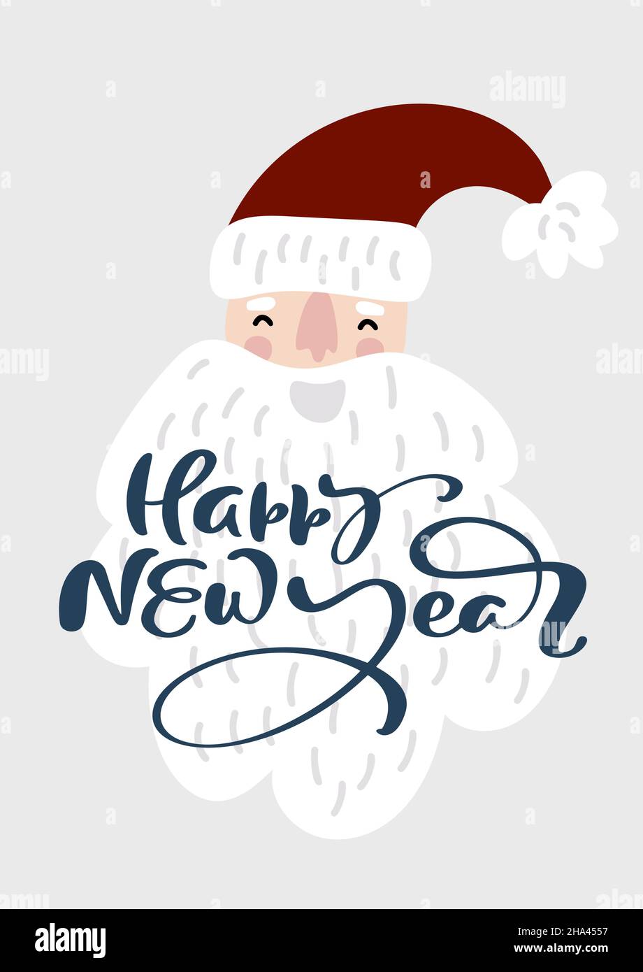 Happy New Year vector calligraphic lettering text scandinavian hand ...