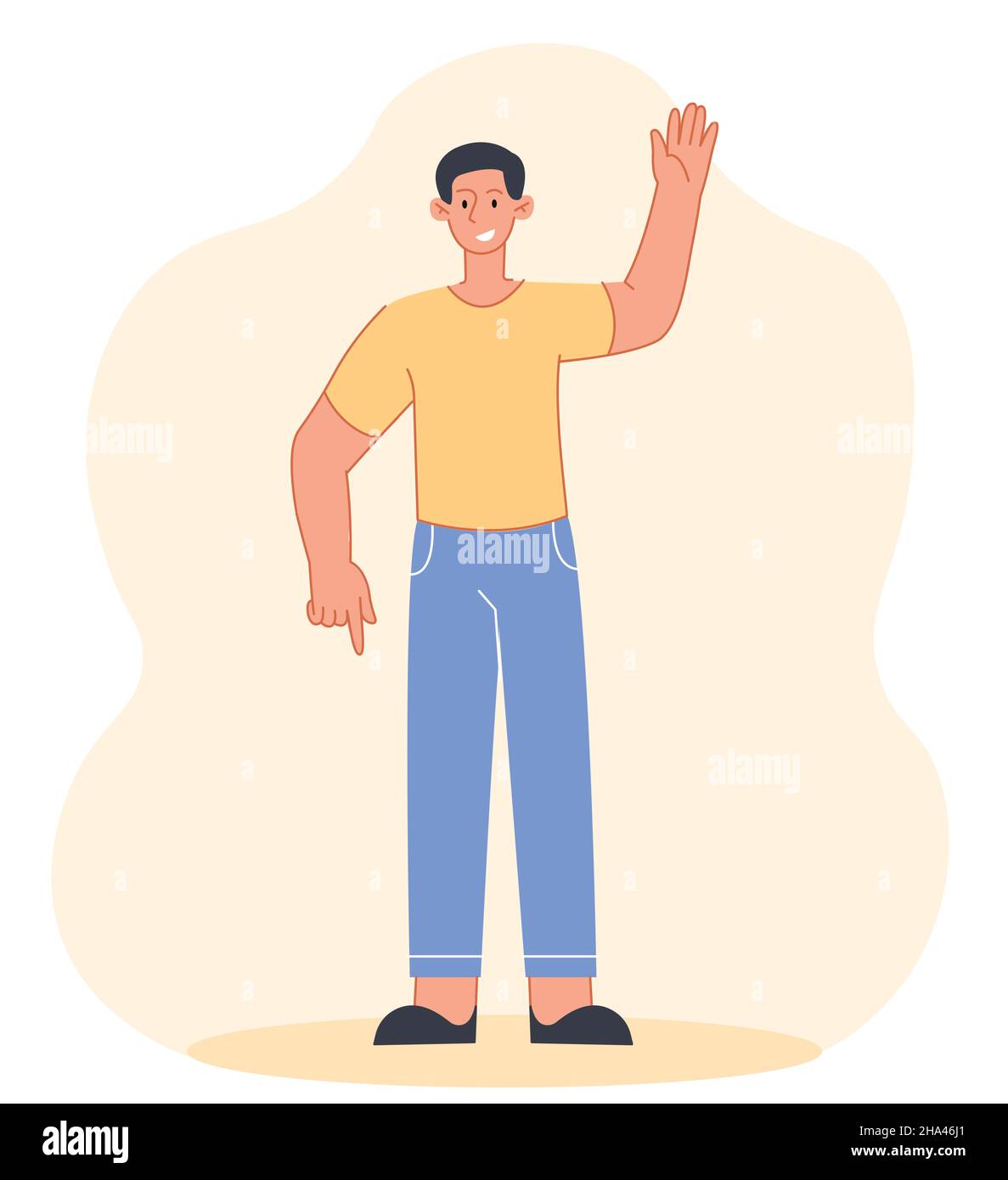 Man raised his hand up Stock Vector Image & Art - Alamy