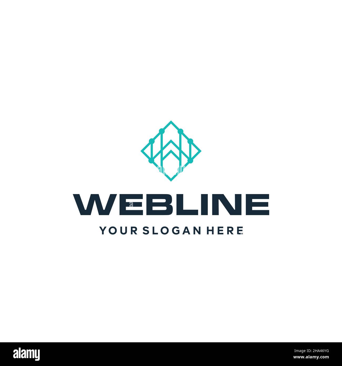 Modern flat letter mark WEBLINE sign logo design Stock Vector Image ...