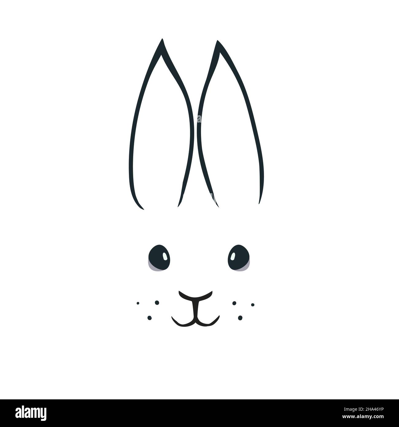 Easter bunny portrait on white background. Happin Easter banner vector ...