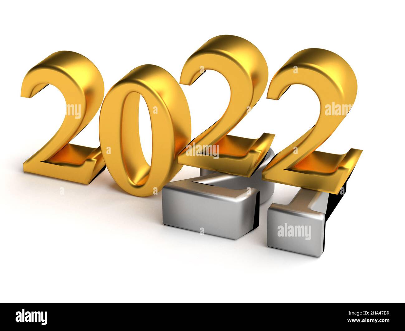 New year 2022 holiday concept. The number 2022 lies at 2021. 3d ...