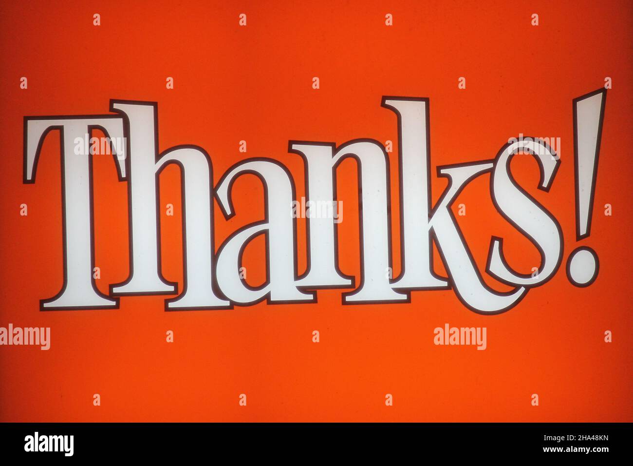 Illustration of a red wallpaper with a "Thanks" message Stock Photo - Alamy