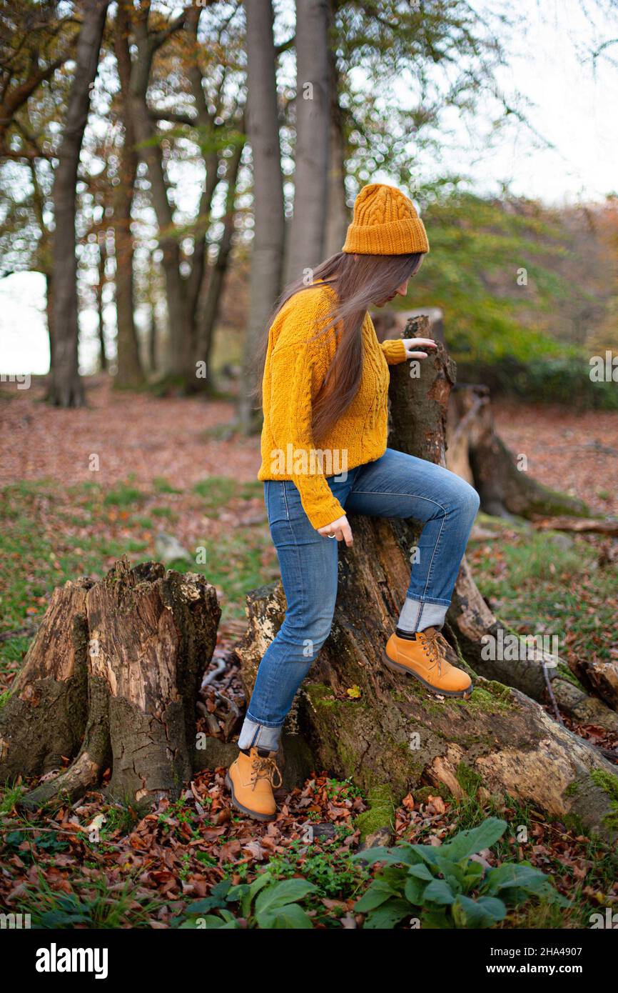 People sitting on tree roots hi-res stock photography and images - Alamy