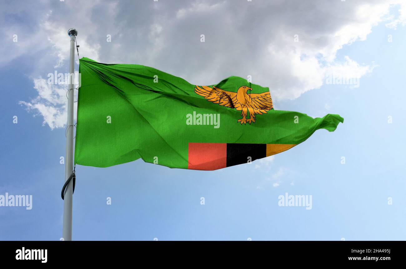 Zambia flag - realistic waving fabric flag Stock Photo - Alamy