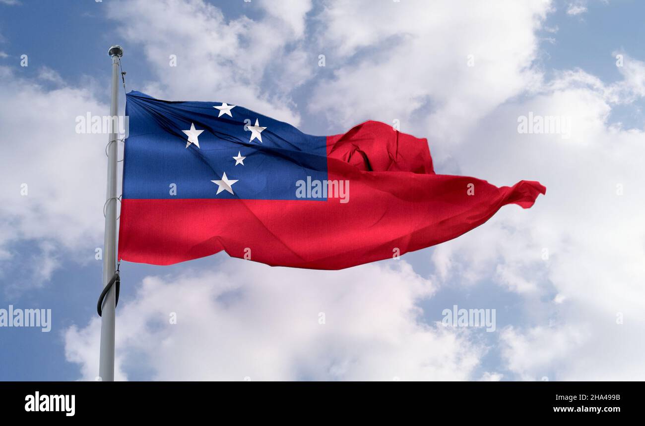 Samoa flag - realistic waving fabric flag Stock Photo - Alamy