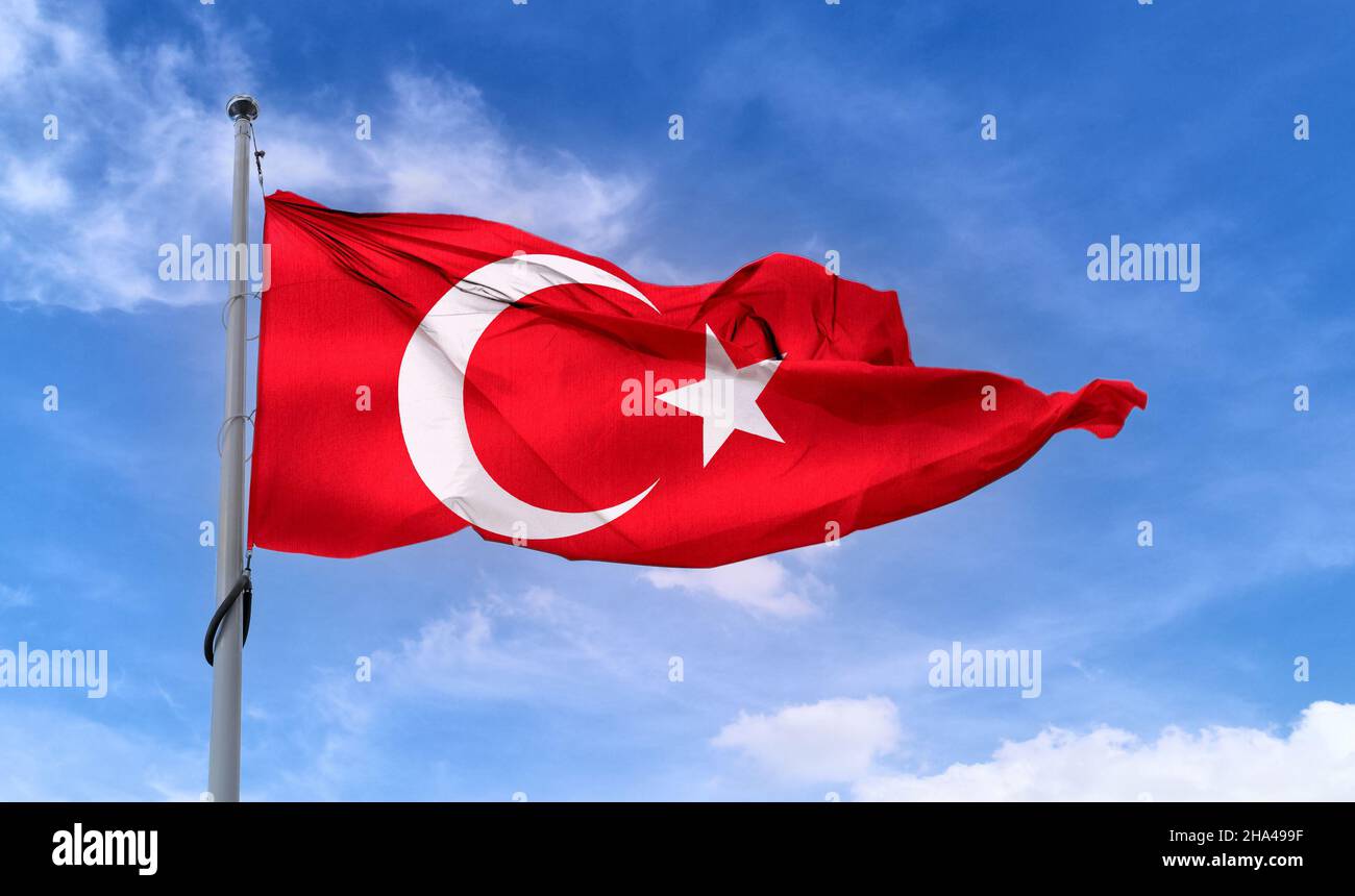 Turkey flag - realistic waving fabric flag Stock Photo - Alamy