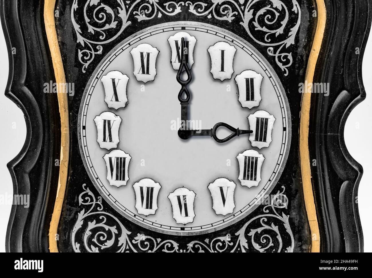 old antique frame clock made of wood with dial Stock Photo - Alamy