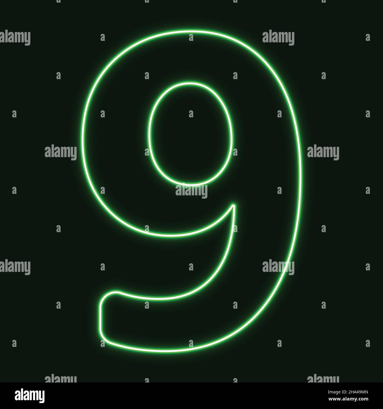 Neon number Nine symbol neon sign vector. vector illustration Stock ...