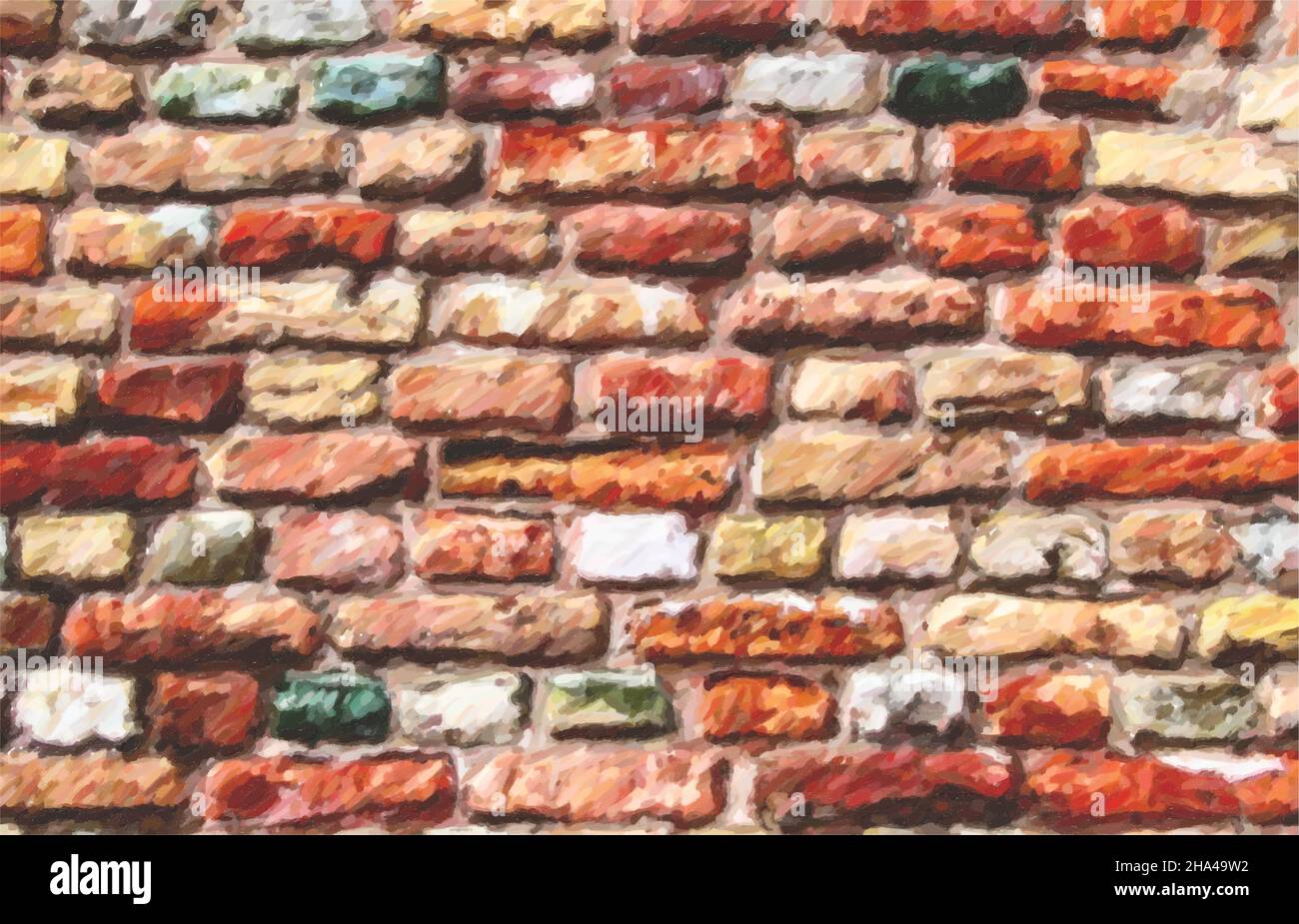 Red brickwork pastel oil watercolor vector eps Stock Vector Image & Art ...