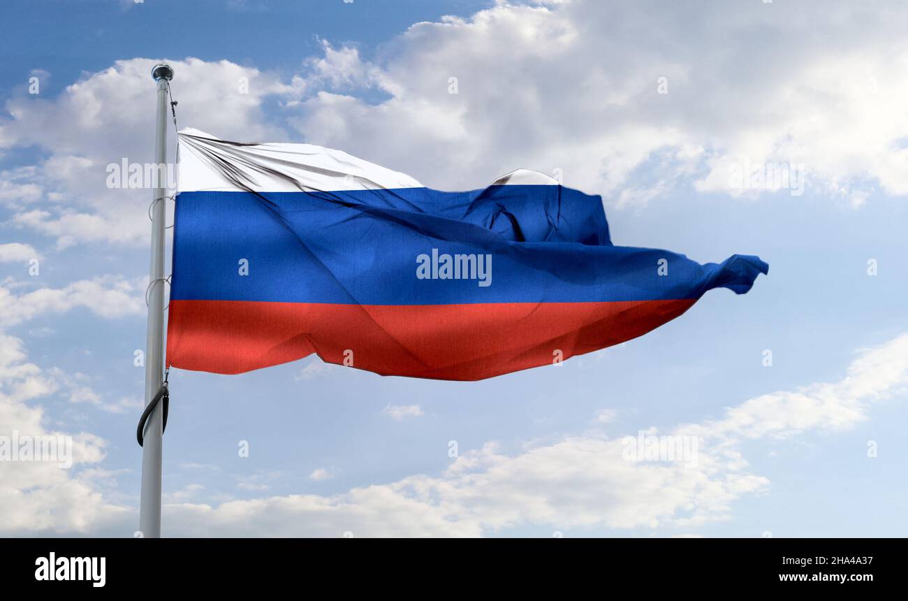 Russia flag - realistic waving fabric flag Stock Photo - Alamy
