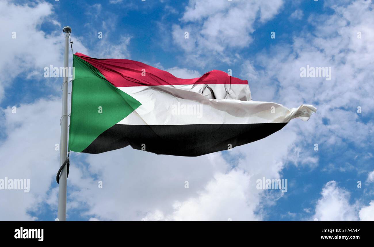 Sudan flag - realistic waving fabric flag Stock Photo - Alamy