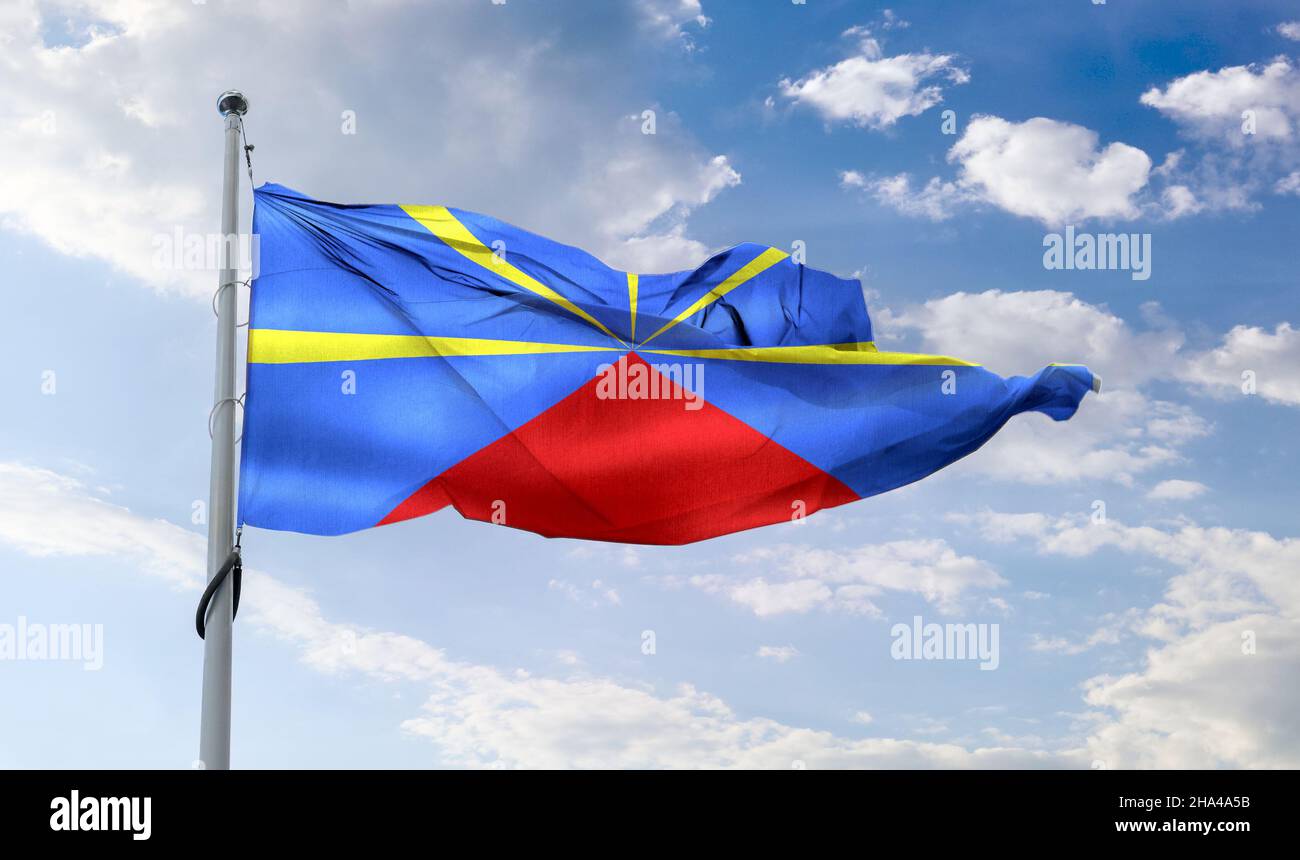 Reunion flag - realistic waving fabric flag Stock Photo - Alamy