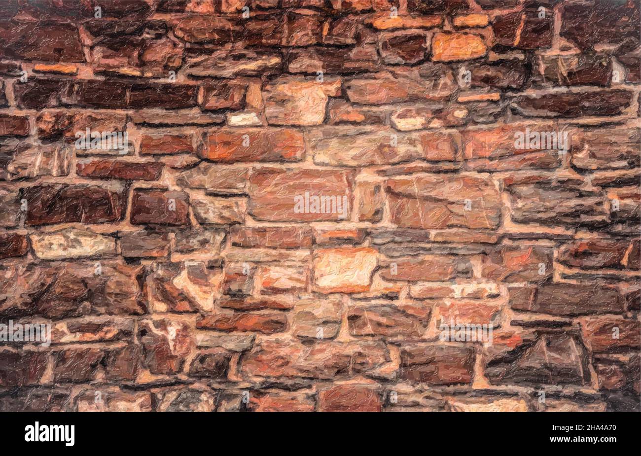 Stone masonry pastel oil watercolor vector eps Stock Vector Image & Art ...