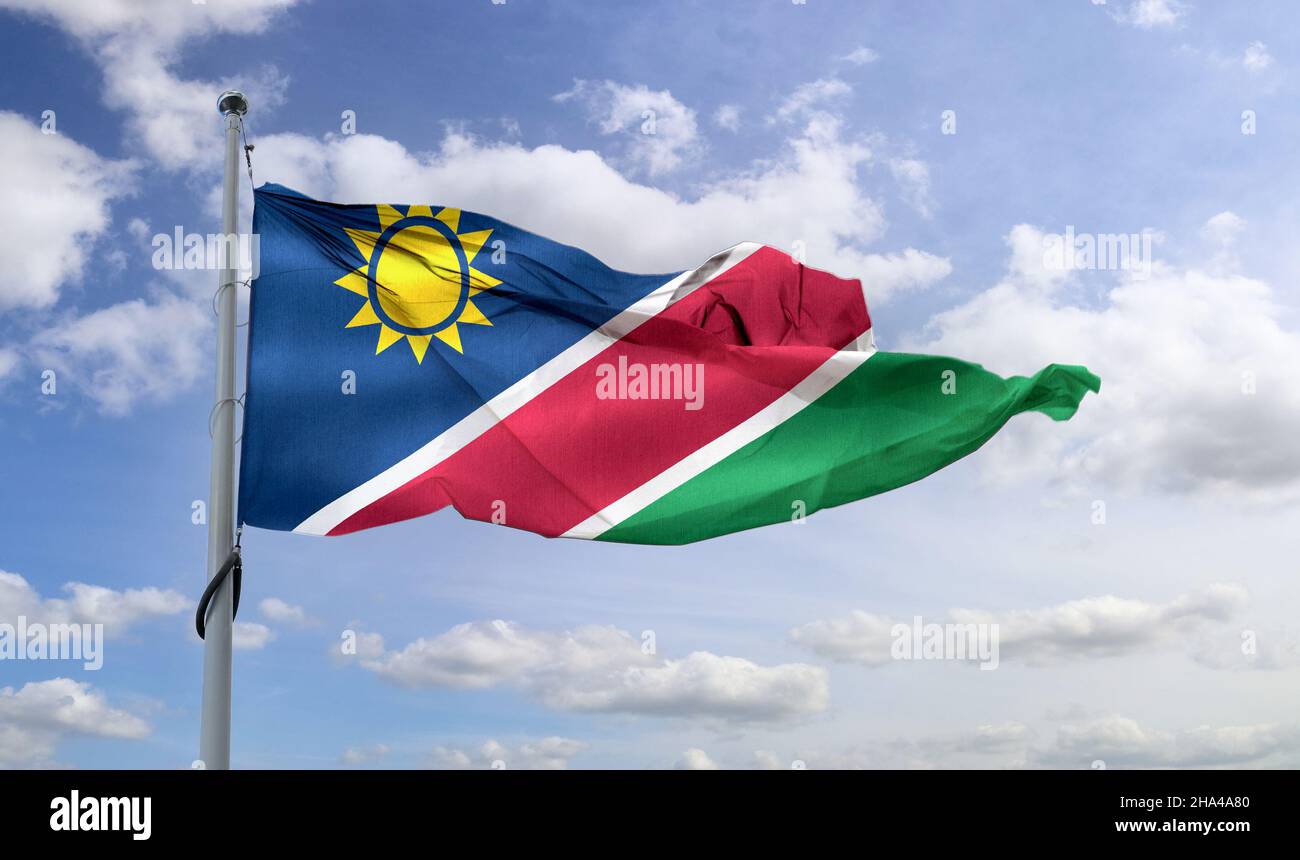 Namibia flag - realistic waving fabric flag Stock Photo - Alamy