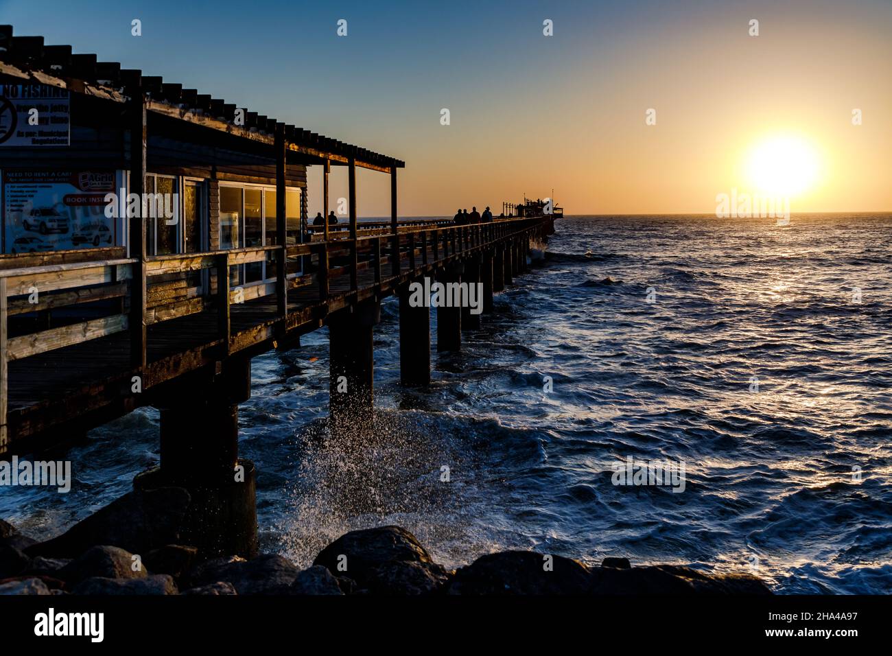 Evening mood at the Swakopmund Landing Bridge in western Namibia Stock ...