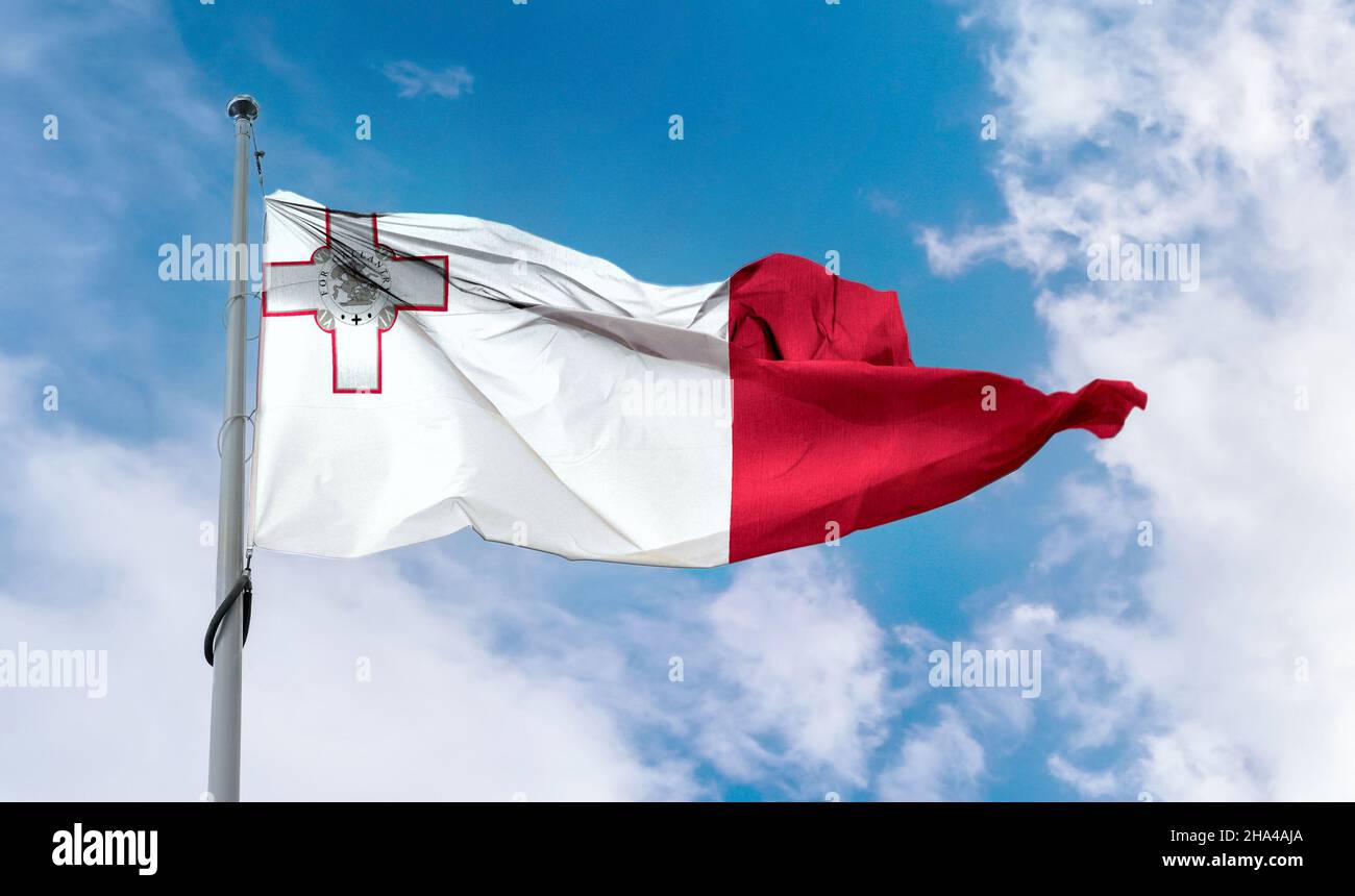 Malta flag - realistic waving fabric flag Stock Photo - Alamy