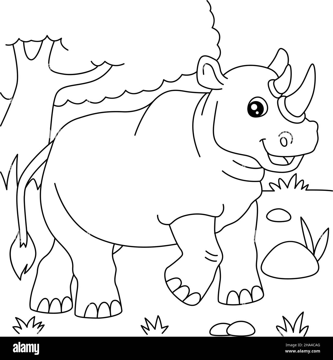 Rhinoceros Coloring Page for Kids Stock Vector Image & Art - Alamy