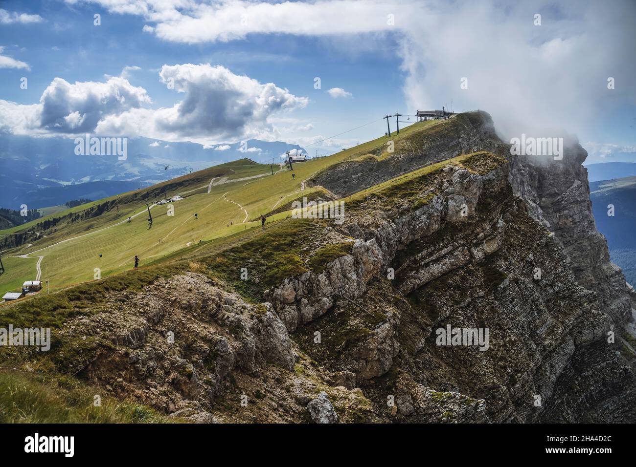 hiking path and epic landscape of seceda peak in dolomites alps,odle ...
